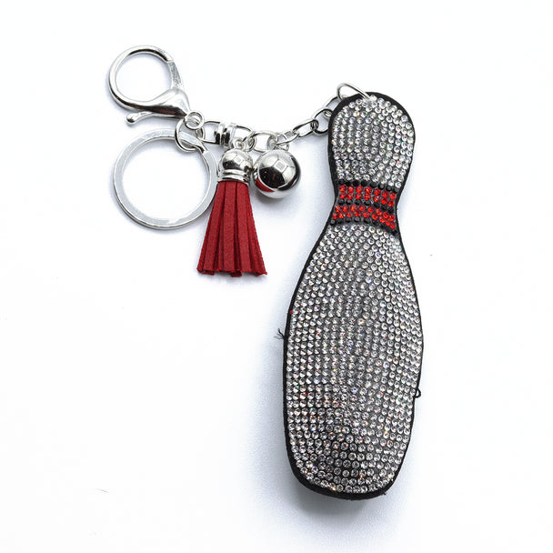 Nollia Bling Crystal Bowling Pin Bag Charm – Sparkly Sports Keychain ...
