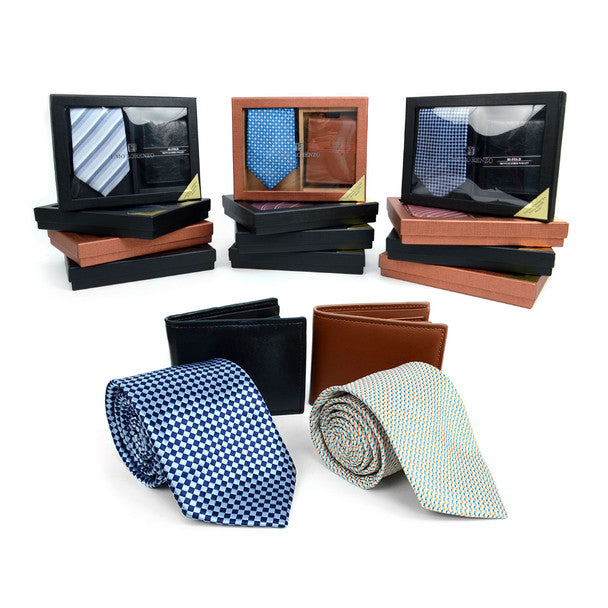Umo Lorenzo 12pc Tie & Wallet Gift Set – Assorted Poly Woven Ties ...